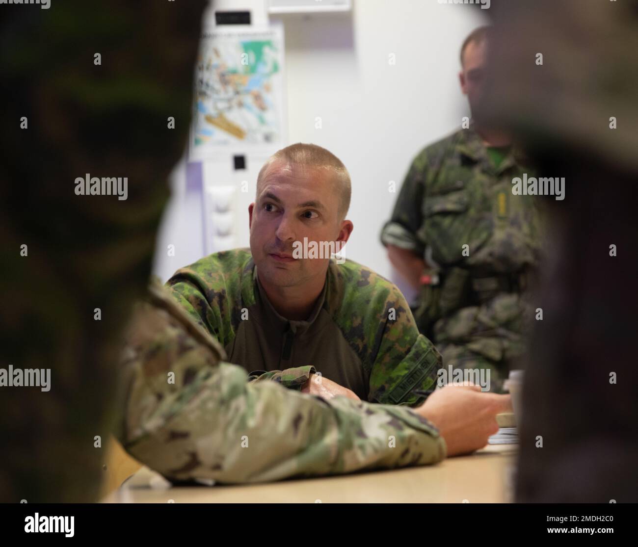 Finnish army Capt. Janne Miettinen, company commander of Valmiusyksikot ...