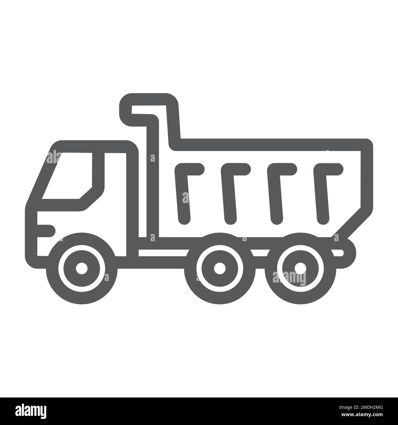 Dump truck line icon, vehicle and construction, car sign, vector graphics, a linear pattern on a ...