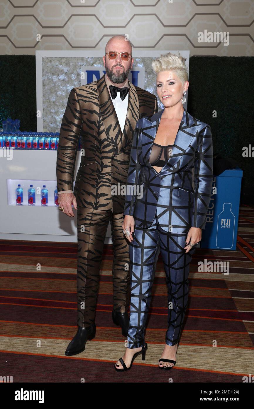 Chris Sullivan, left, and Rachel Sullivan arrive at the 73rd Emmy ...