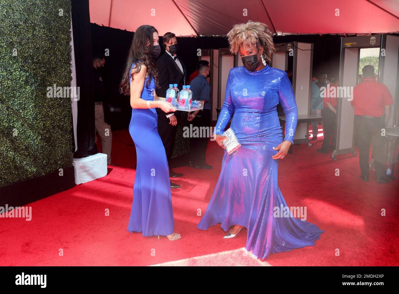 Akilah Green arrives at the 73rd Emmy Awards on Sunday, Sept. 19, 2021 ...