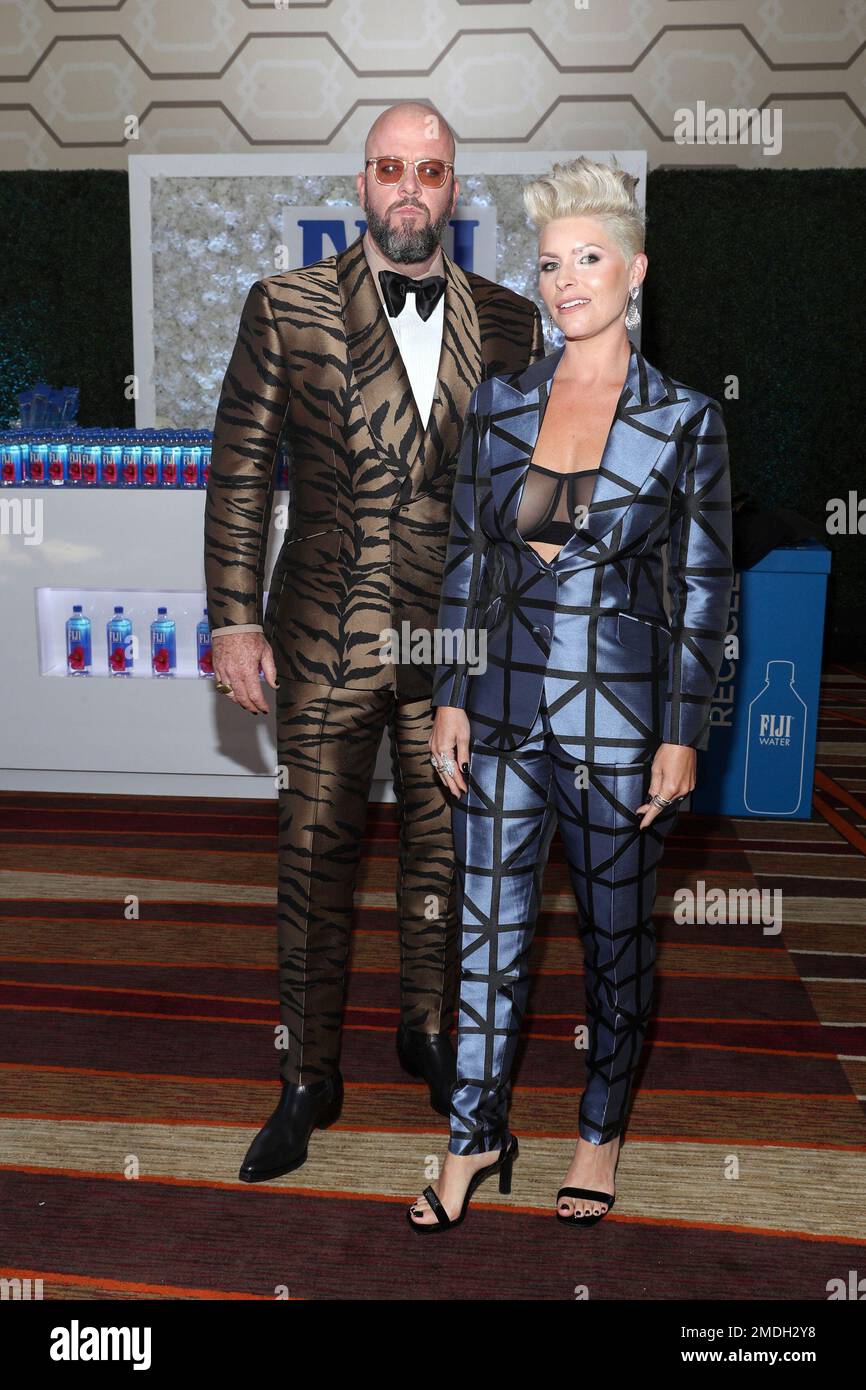 Chris Sullivan, left, and Rachel Sullivan arrive at the 73rd Emmy ...