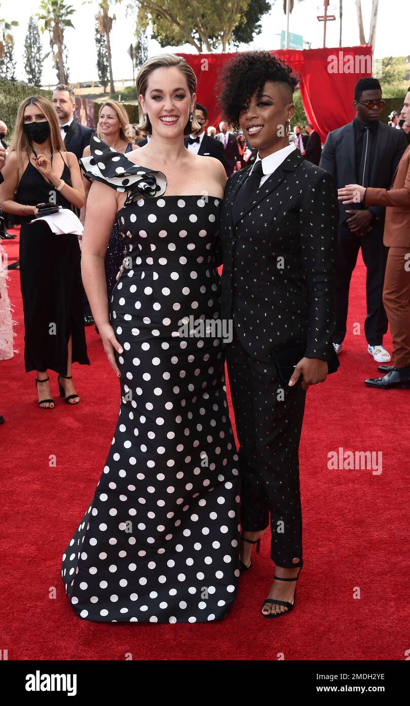 Lauren Morelli and Samira Wiley arrives at the 73rd Emmy Awards at the ...