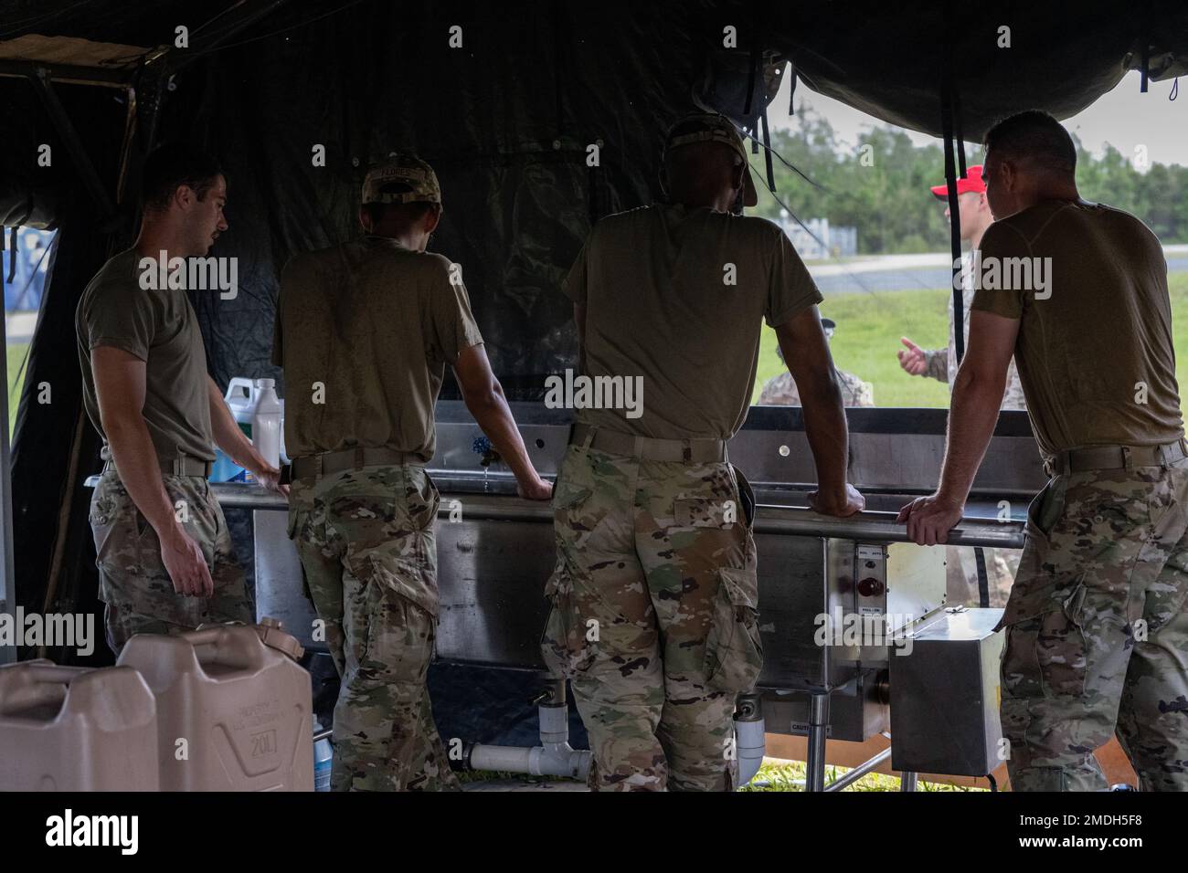 U.S. Air Force Airmen assigned to the 23rd Force Support Squadron set ...