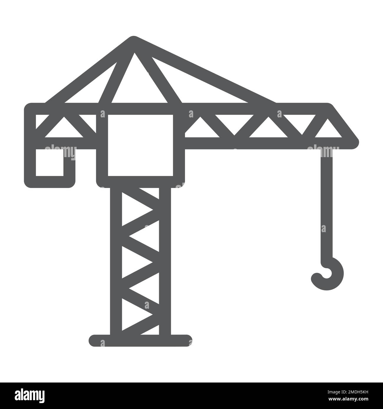 Tower crane line icon, lifting and building, construction crane sign ...