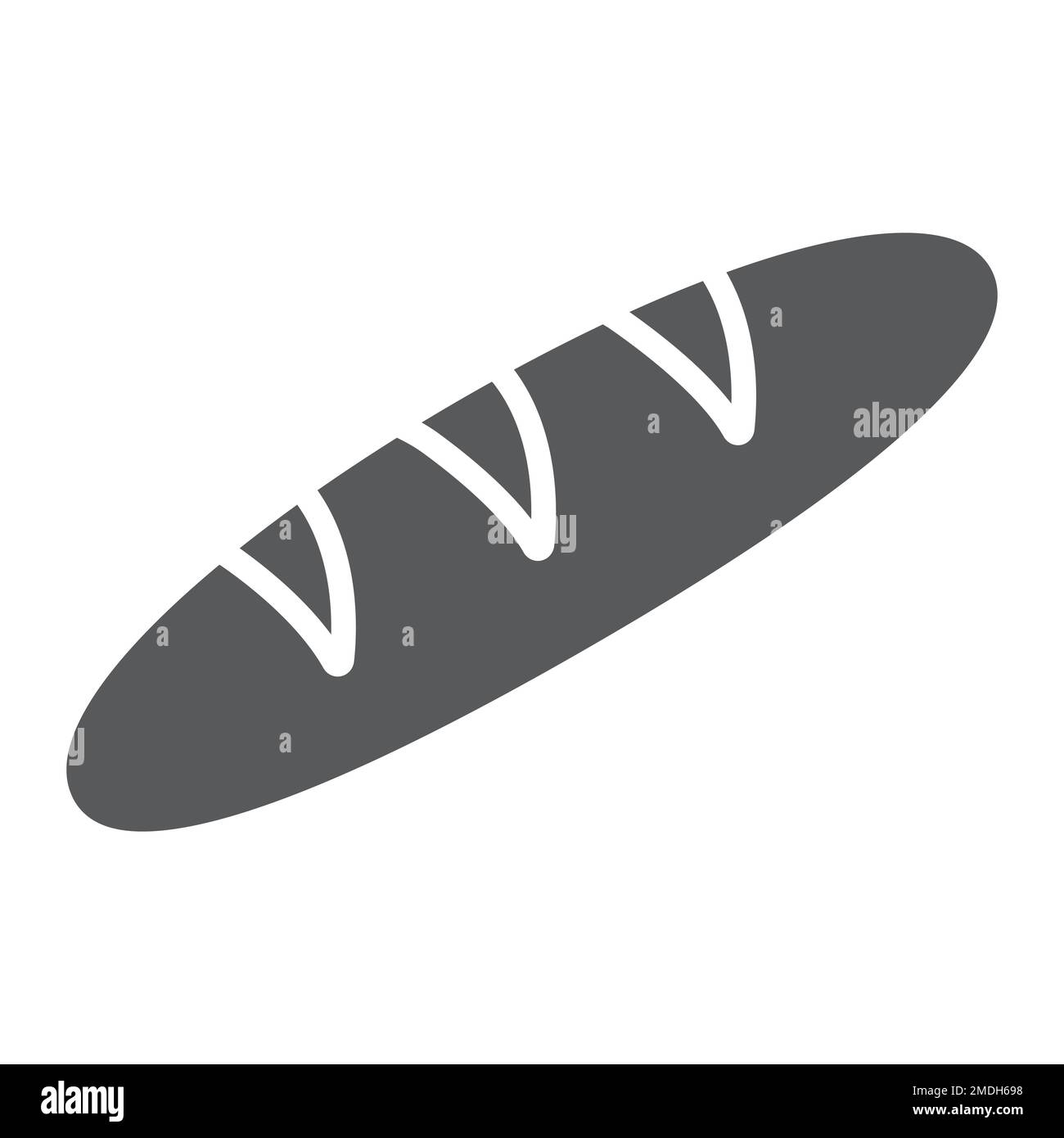 Bread glyph icon, food and bakery, baguette sign, vector graphics, a ...