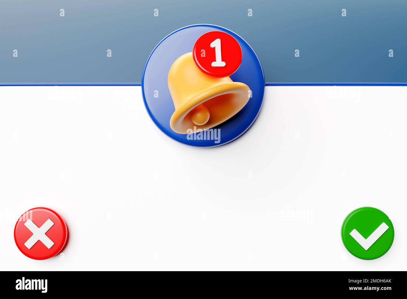 3d call alert icon with white box for design on blue background. Alert ...
