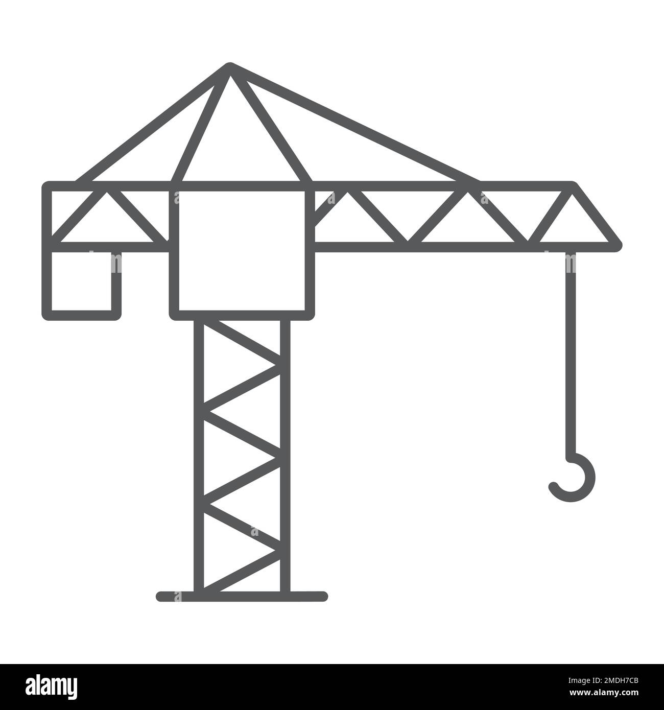 Tower crane thin line icon, lifting and building, construction crane ...