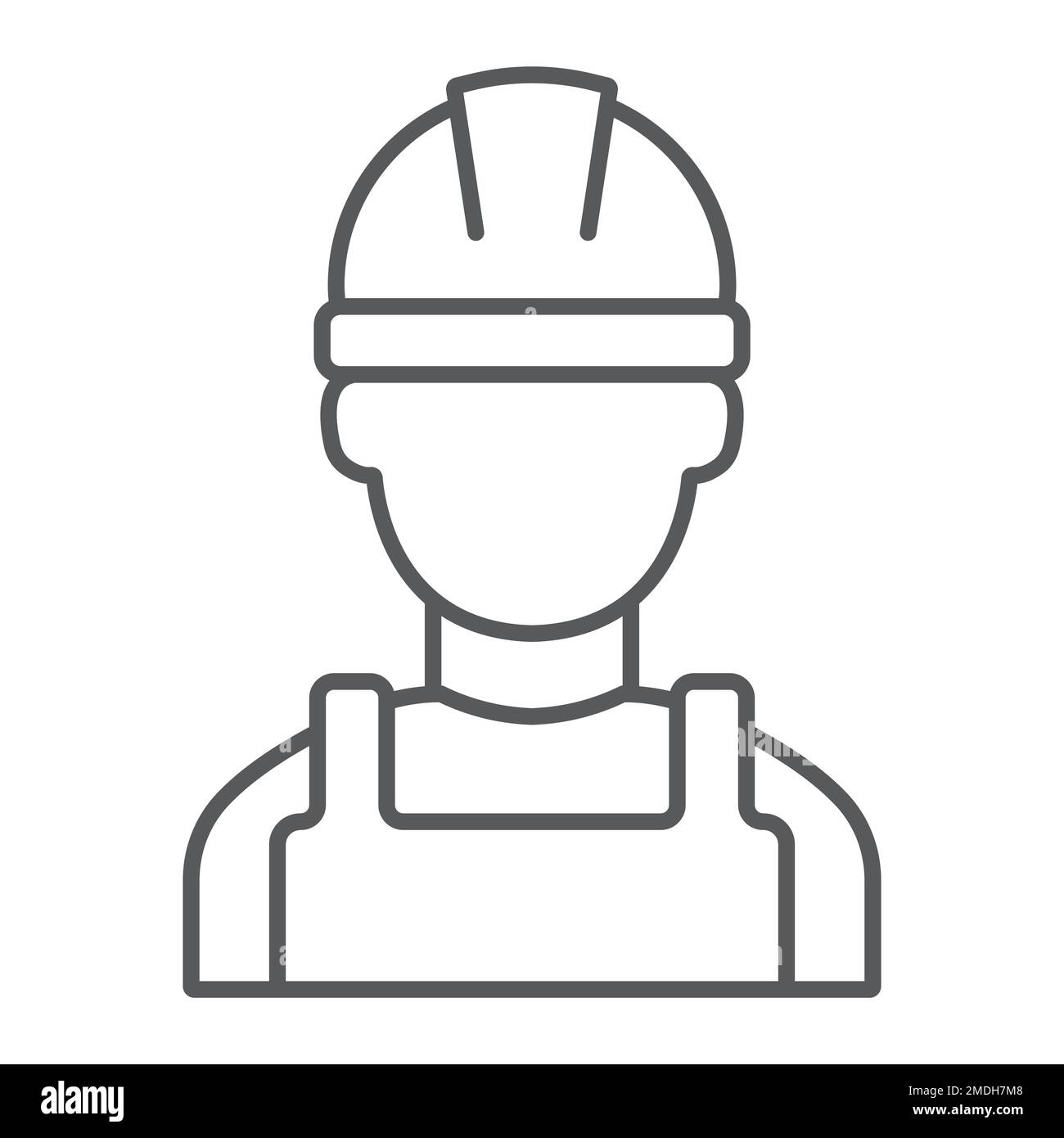 Builder thin line icon, engineer and man, construction worker sign ...
