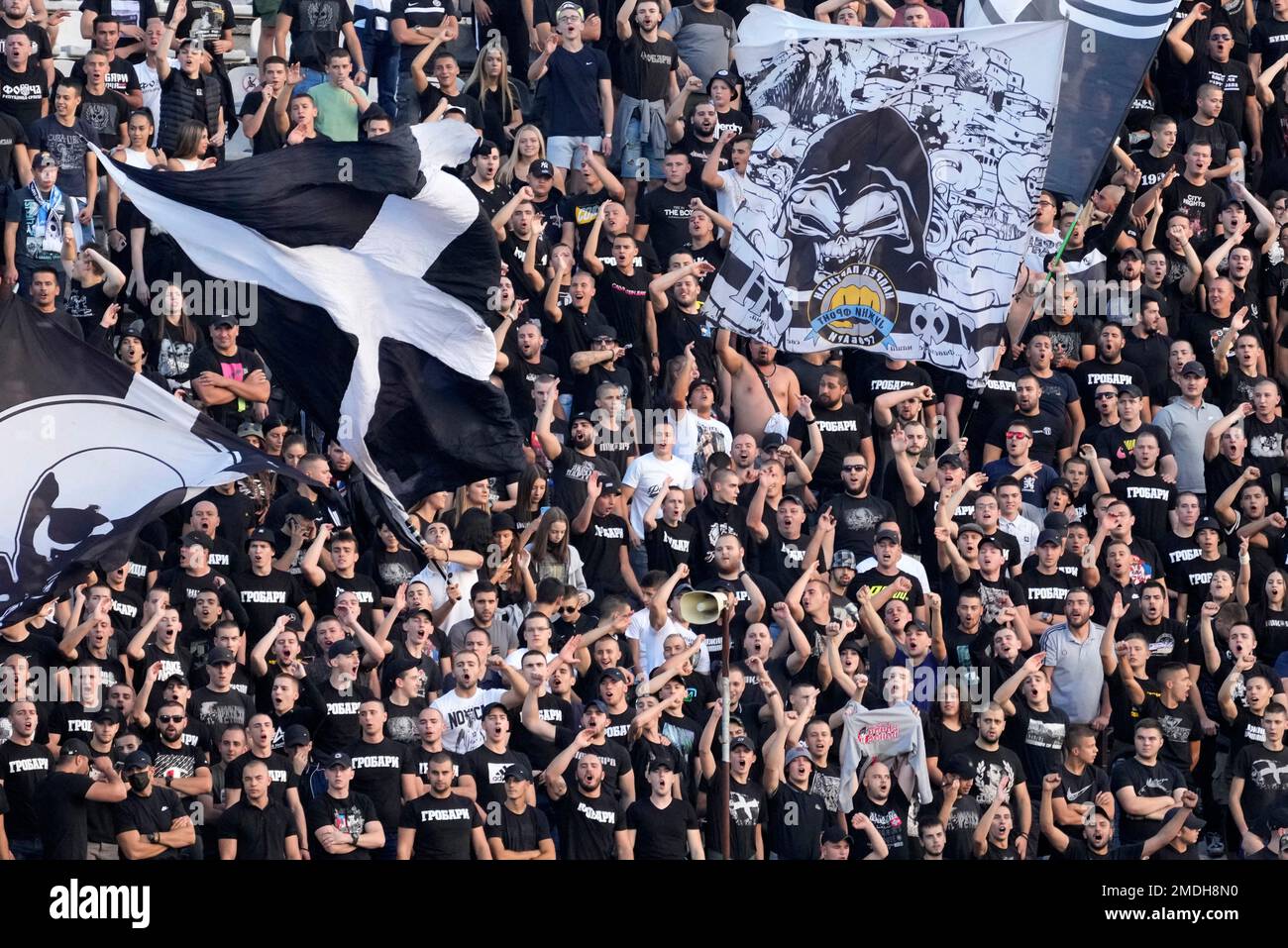 Parizan soccer fans support their team during a Serbian National soccer ...