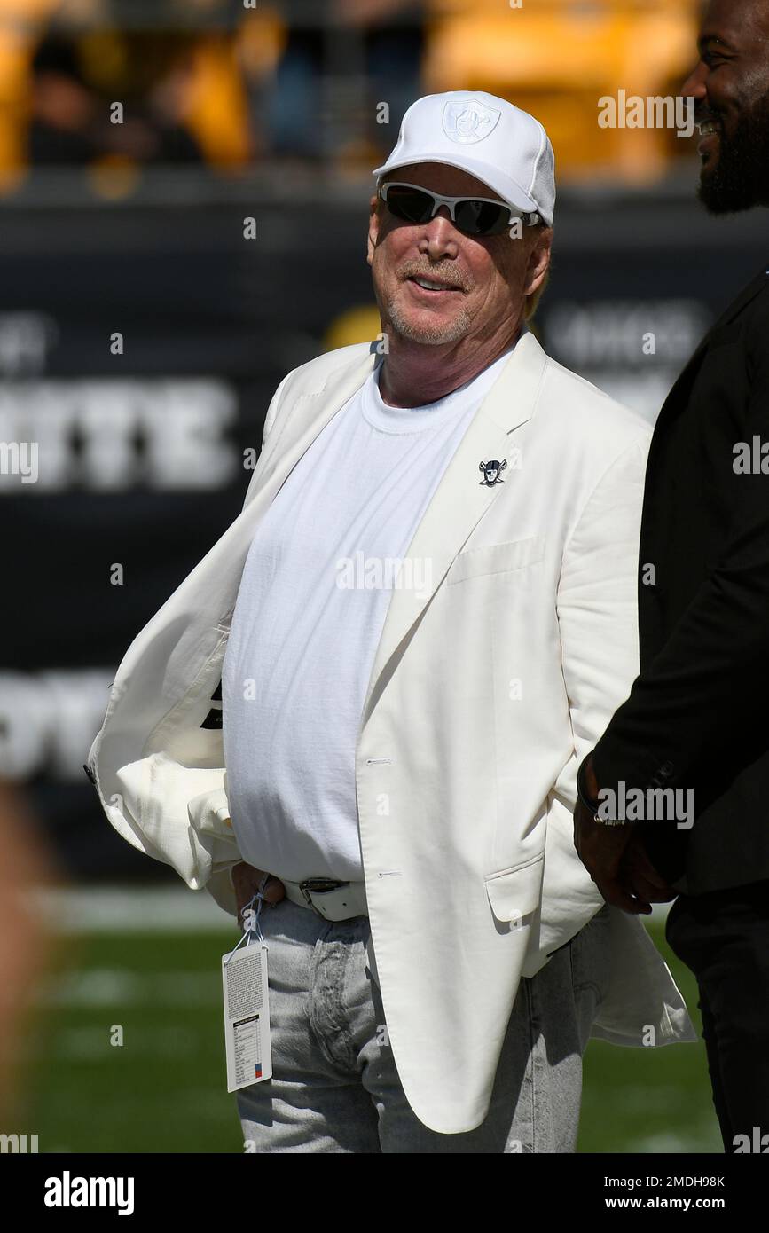 Las Vegas Raiders owner Mark M. Davis watches warm ups before an NFL ...