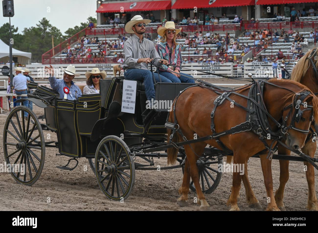 Air Force Global Strike Commander, Gen. Anthony Cotton, waves to rodeo ...