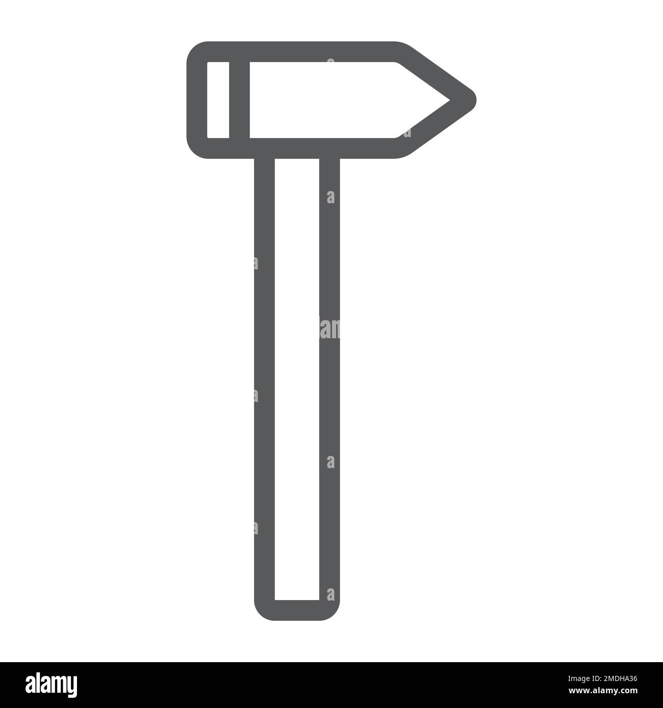 Hammer line icon, tool and repair, construction sign, vector graphics ...