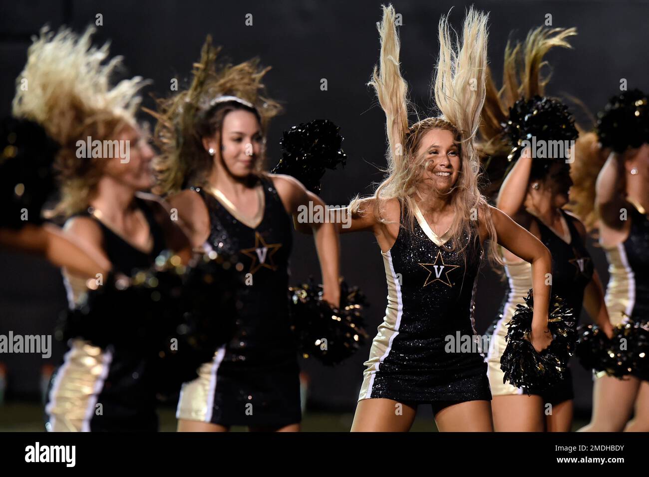 Vanderbilt cheerleaders perform in the second half of an NCAA college ...