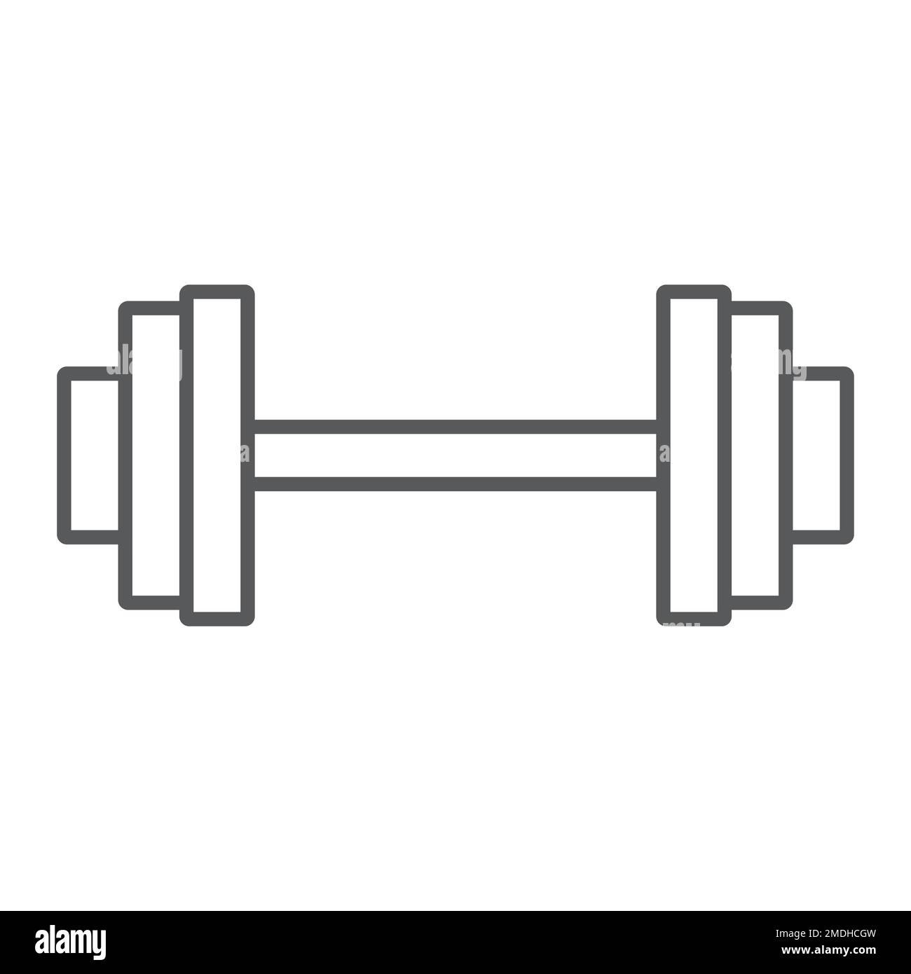 Weightlifting thin line icon, gym and sport, barbell sign, vector ...