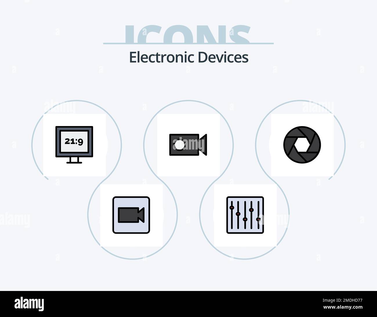 Devices Line Filled Icon Pack 5 Icon Design. . tv. smart. display. power Stock Vector Image ...