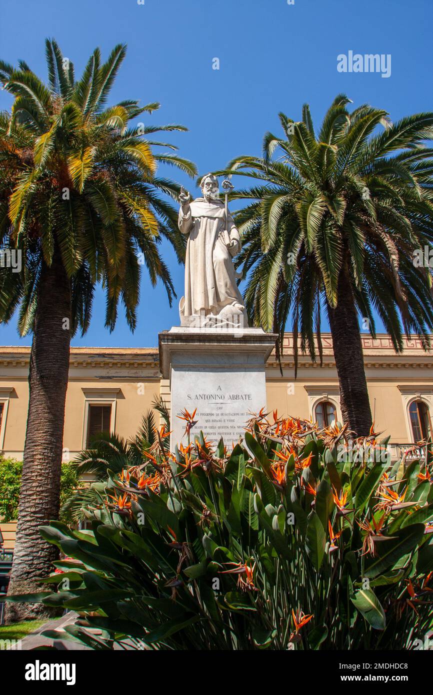 Statue of St Antoninus in the piazza in the centre of Sorrento, Italy ...