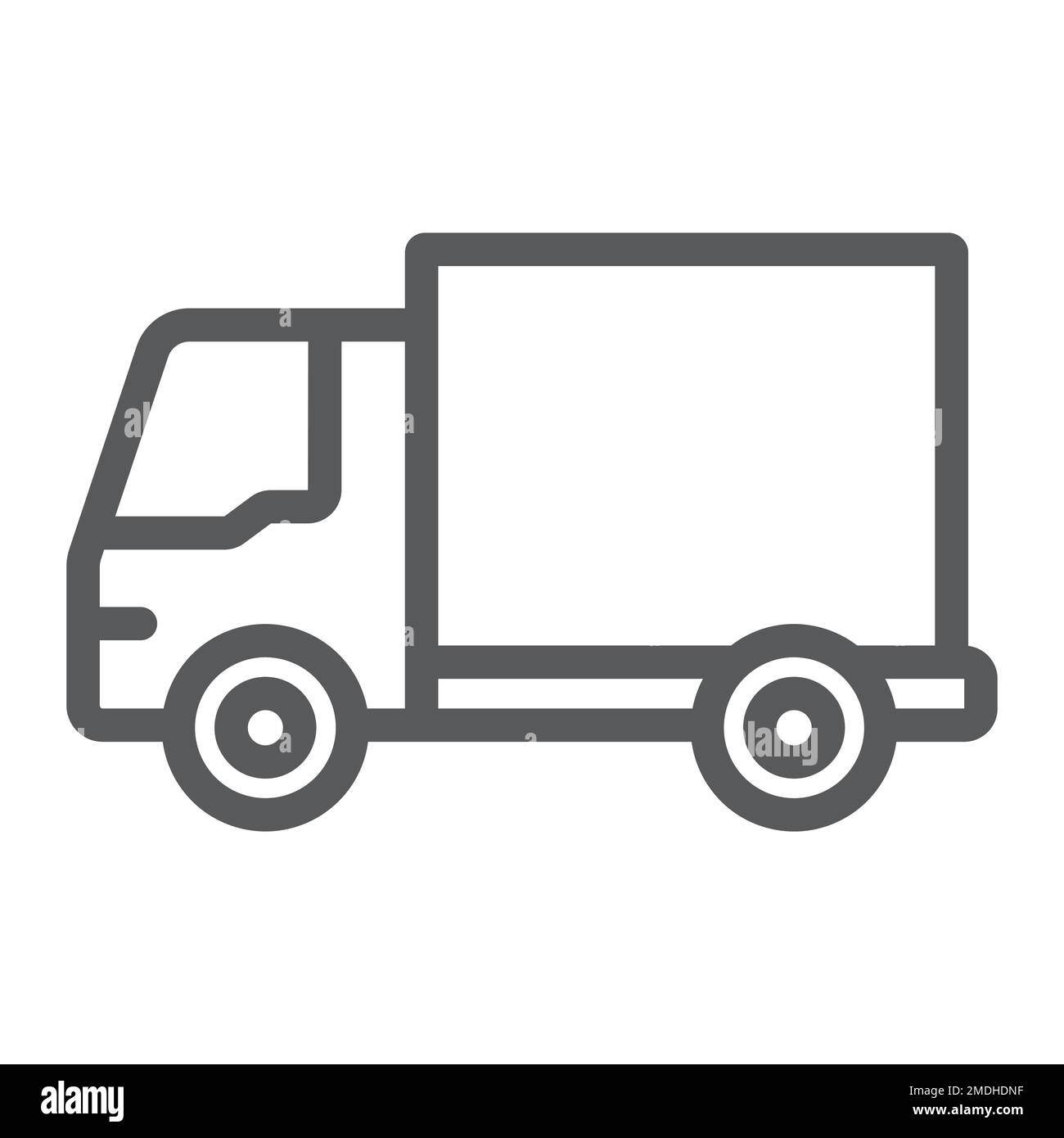 Delivery truck line icon, traffic and vehicle, van sign, vector ...