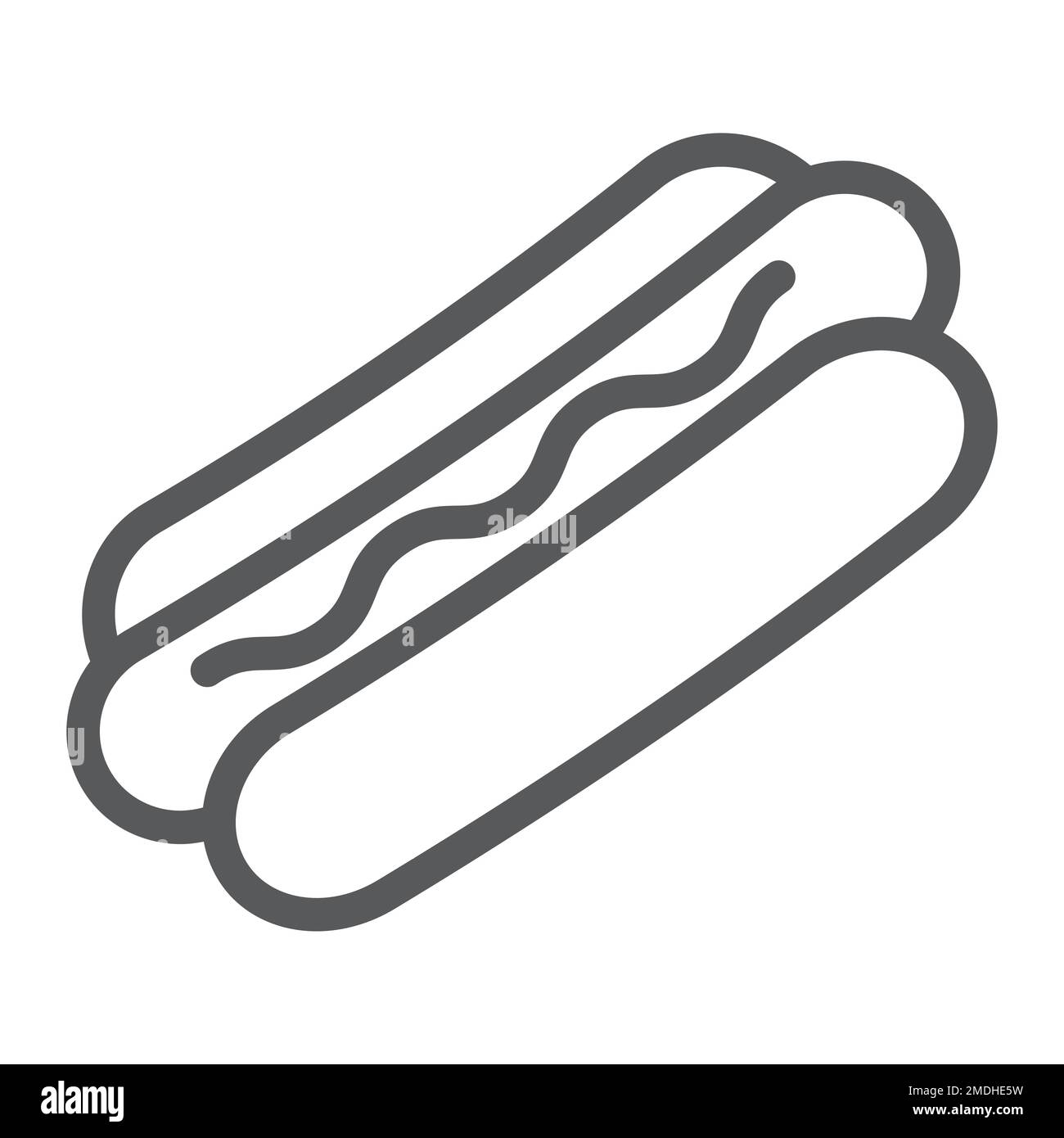 Hot dog line icon, food and meat, fast food sign, vector graphics, a ...