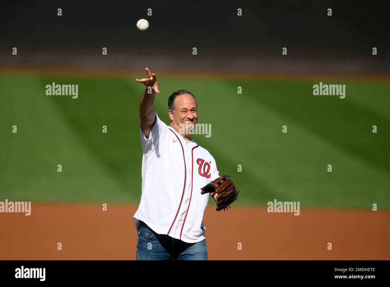 Doug Emhoff, second gentleman of the United States, throws out the ...