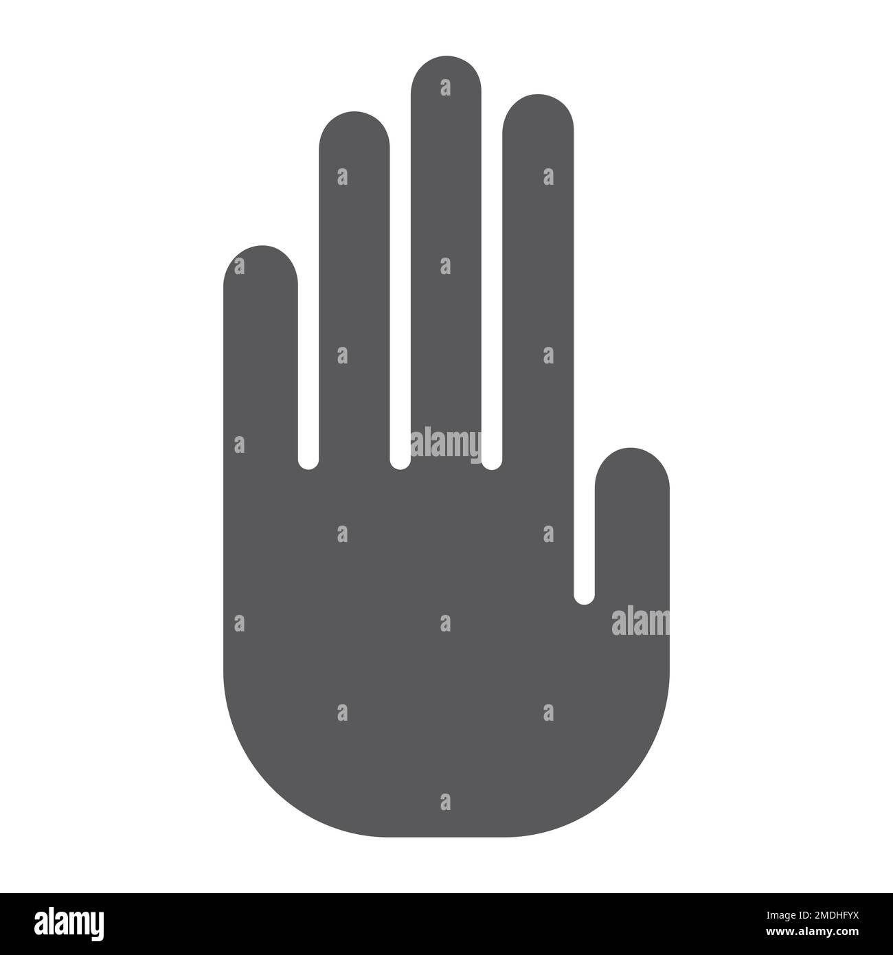 Stop hand glyph icon, warning and palm, stop sign, vector graphics, a ...