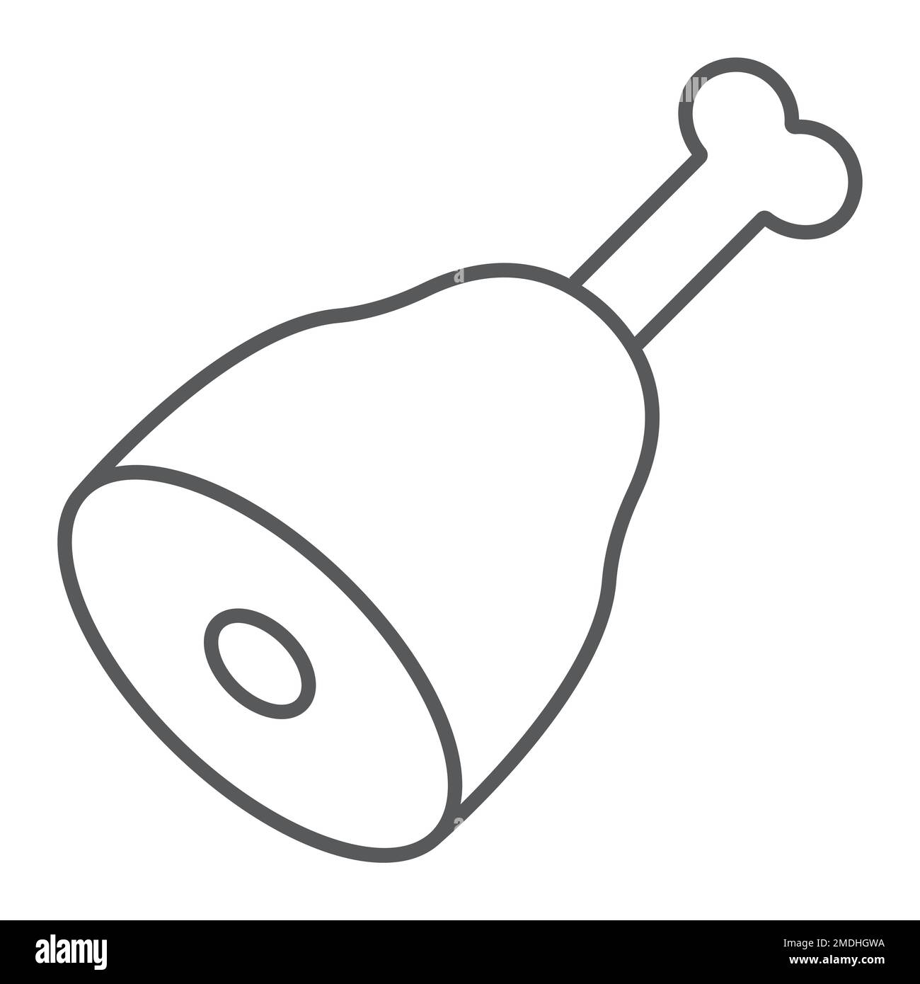 Leg of ham thin line icon, meal and food, meat sign, vector graphics, a ...