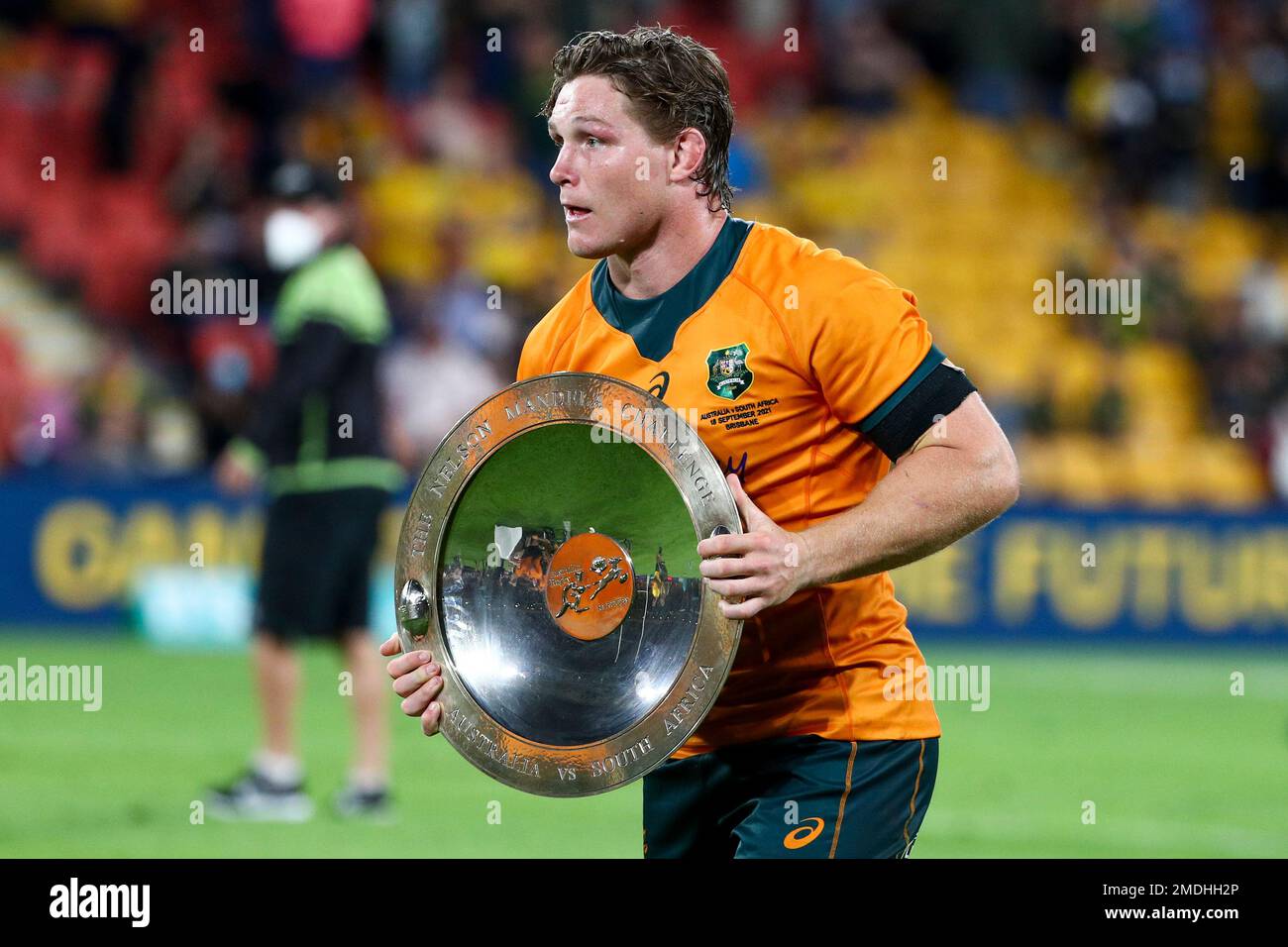 Australia's Michael Hooper holds the Nelson Mandela Plate after ...