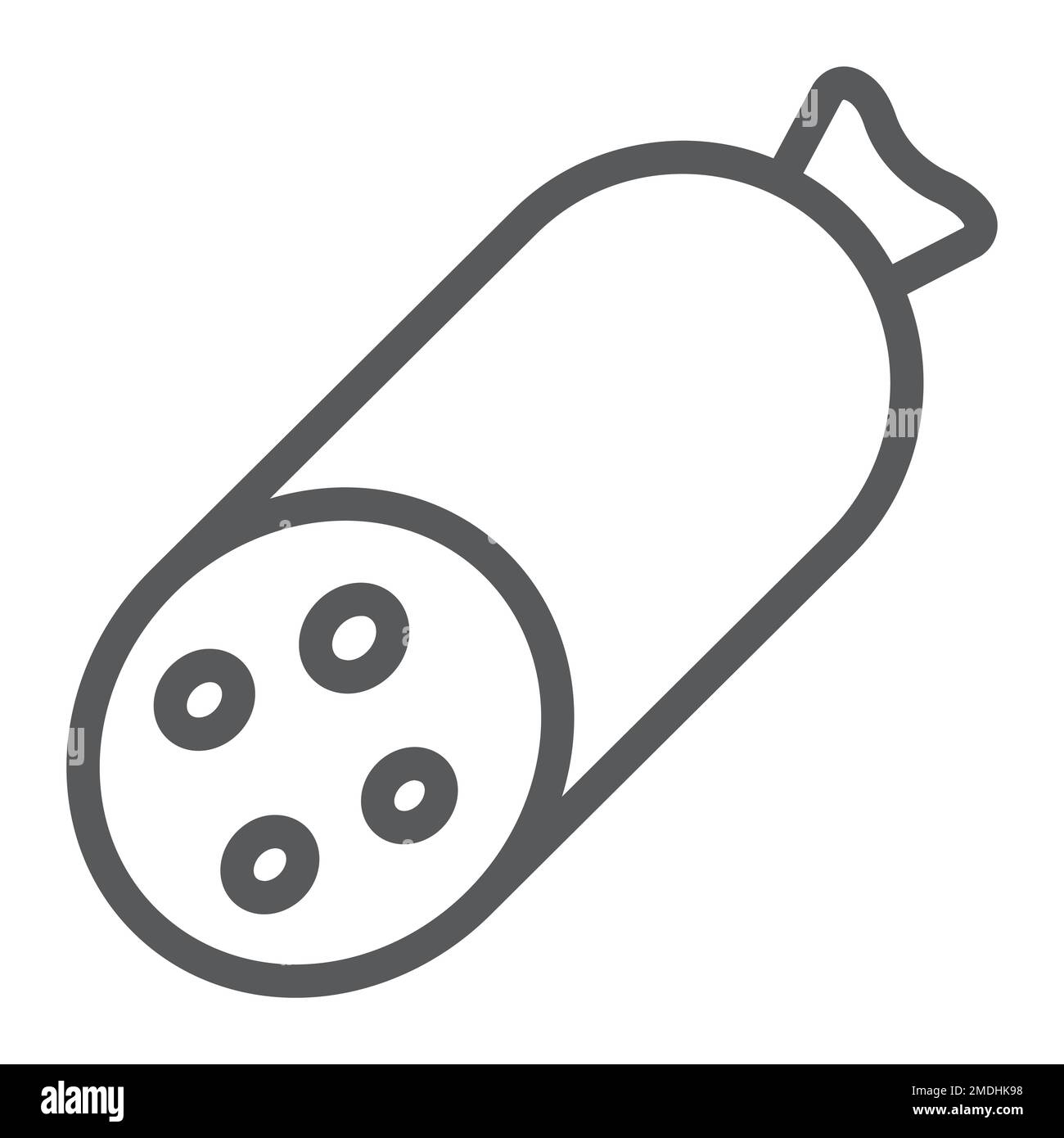 Salami line icon, meat and food, sausage sign, vector graphics, a ...
