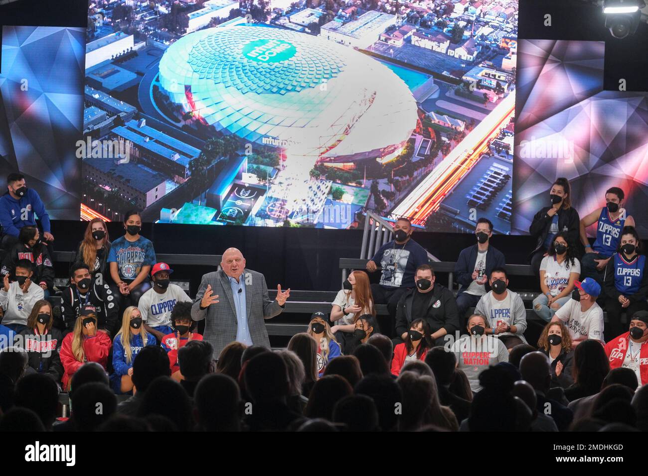 Los Angeles Clippers chairman Steve Ballmer speaks during a ...