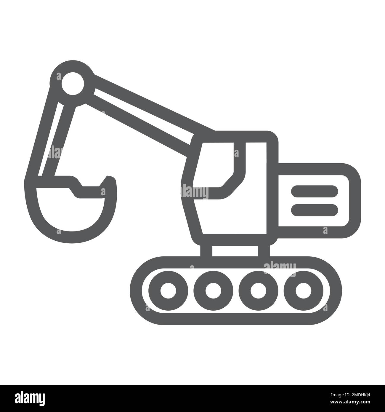 Excavator line icon, transport and machine, digger sign, vector ...