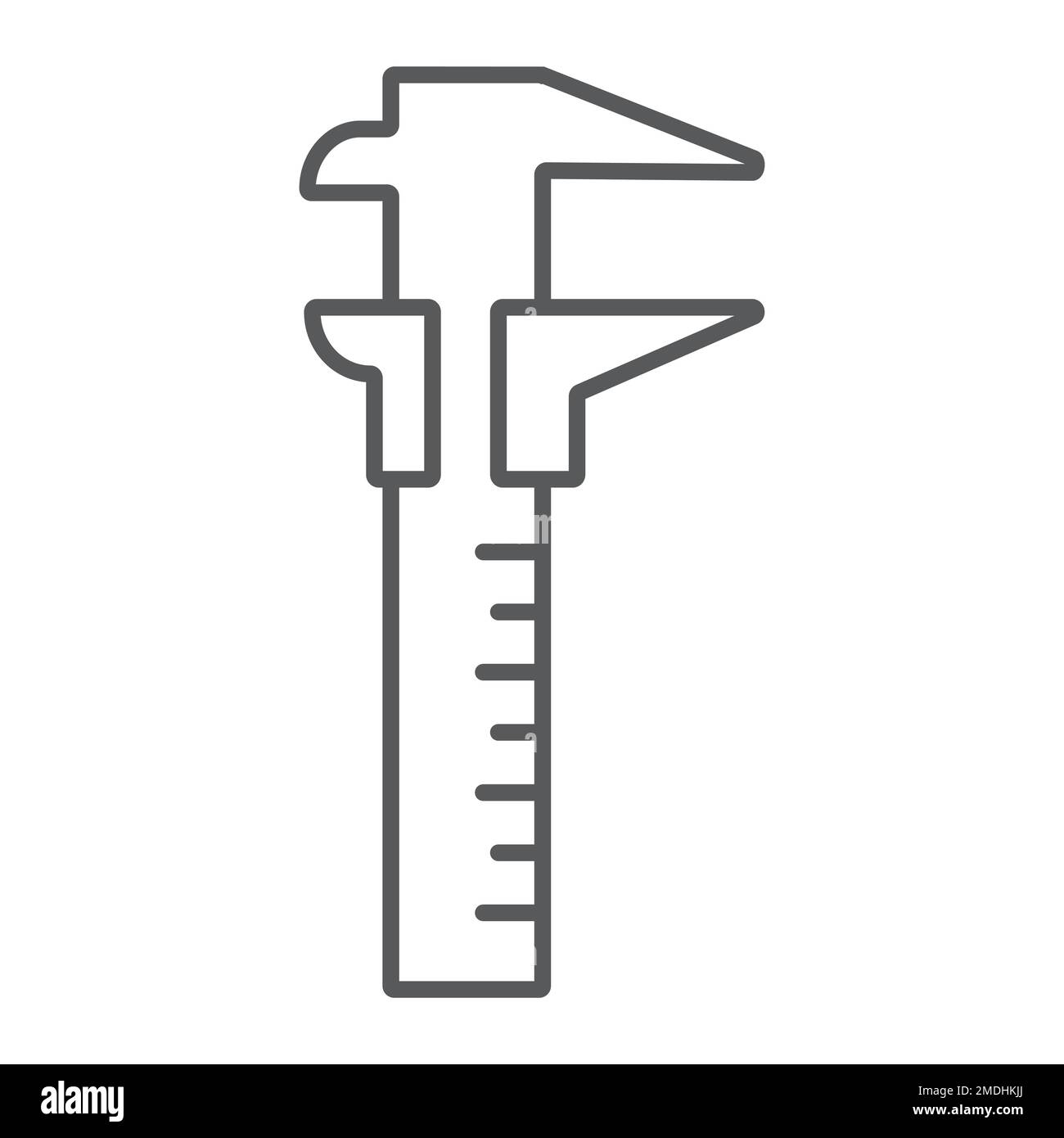 Vernier caliper thin line icon, tool and instrument, gauge sign, vector ...
