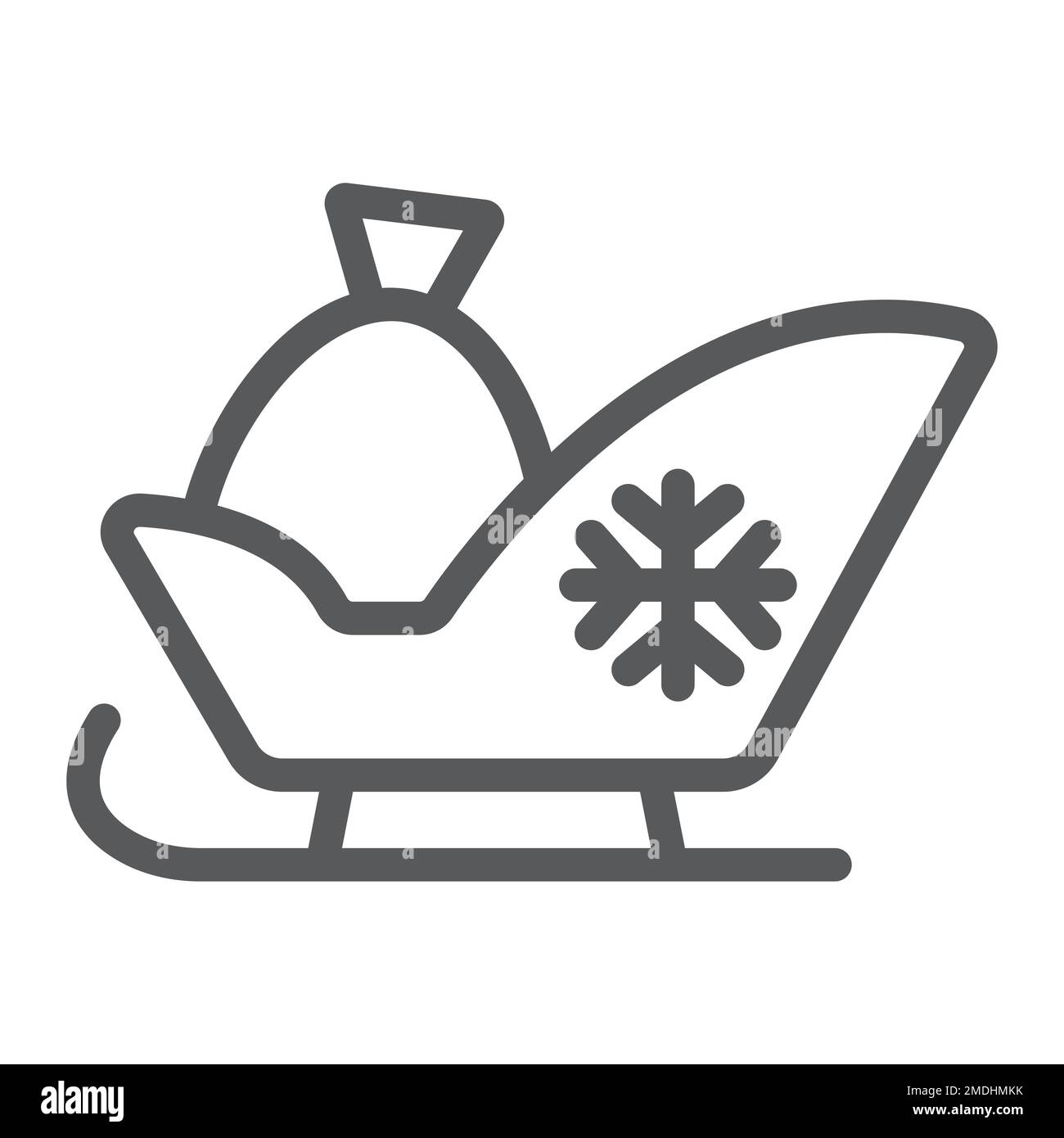 Santa sleigh line icon, sledge and winter, sled sign, vector graphics ...