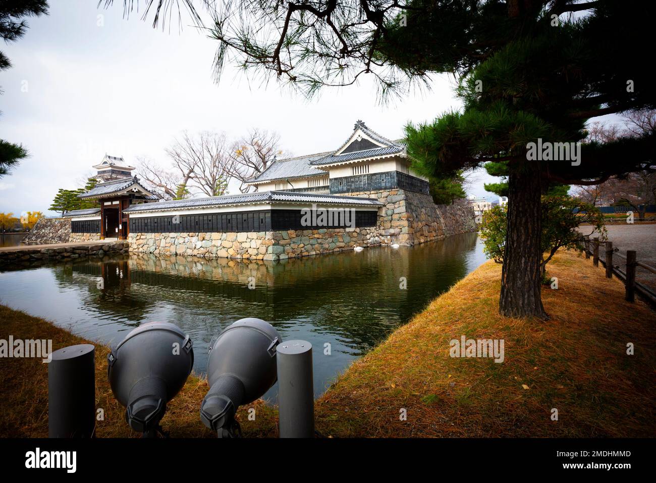 Japanese Monastery surrounded by a lake Stock Photo - Alamy