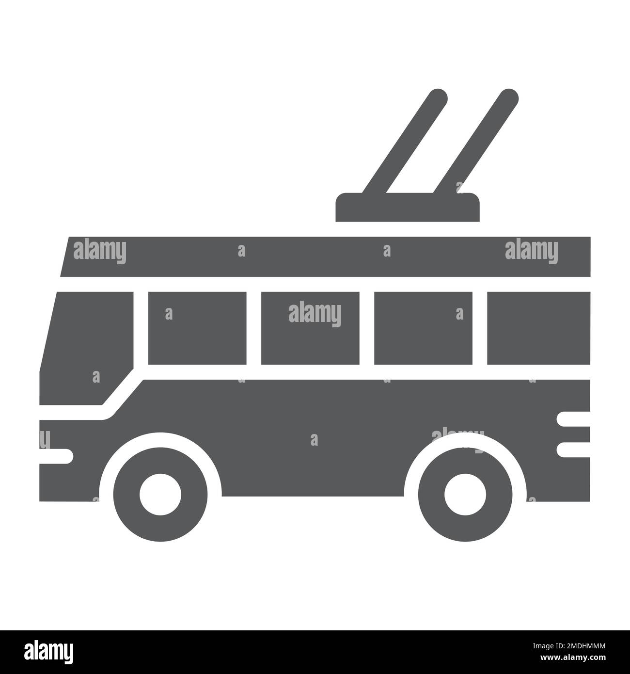 Trolleybus glyph icon, transport and public, traffic sign, vector graphics, a solid pattern on a ...
