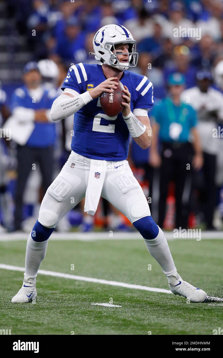 Indianapolis Colts quarterback Carson Wentz (2) throws against the ...