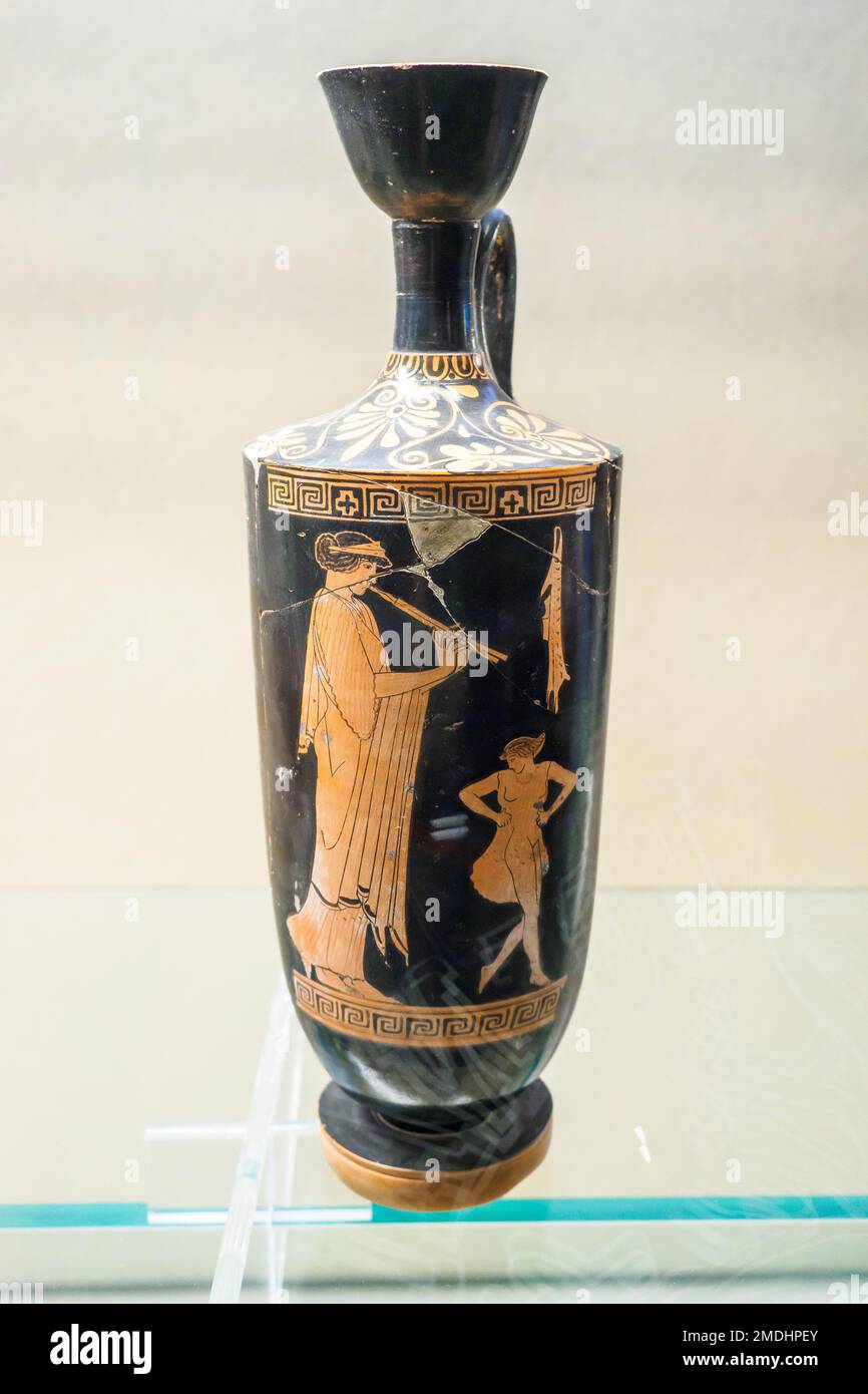 Attic red figure leythos: flautist and dancer 480 BC - Museo ...