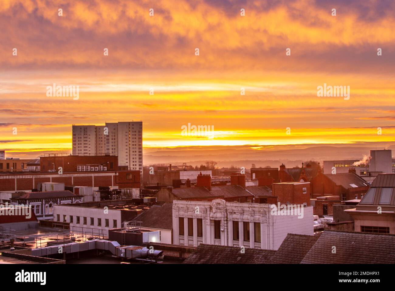 Preston Skyline, Lancashire. UK Weather. 23 Jan 2023 Altocumulus Clouds ...