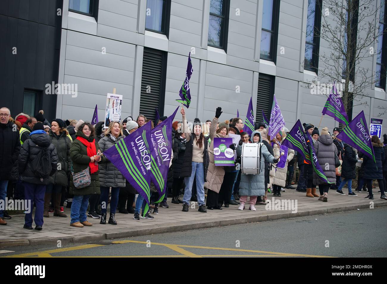 Ambulance workers on the picket line outside Royal Liverpool University ...