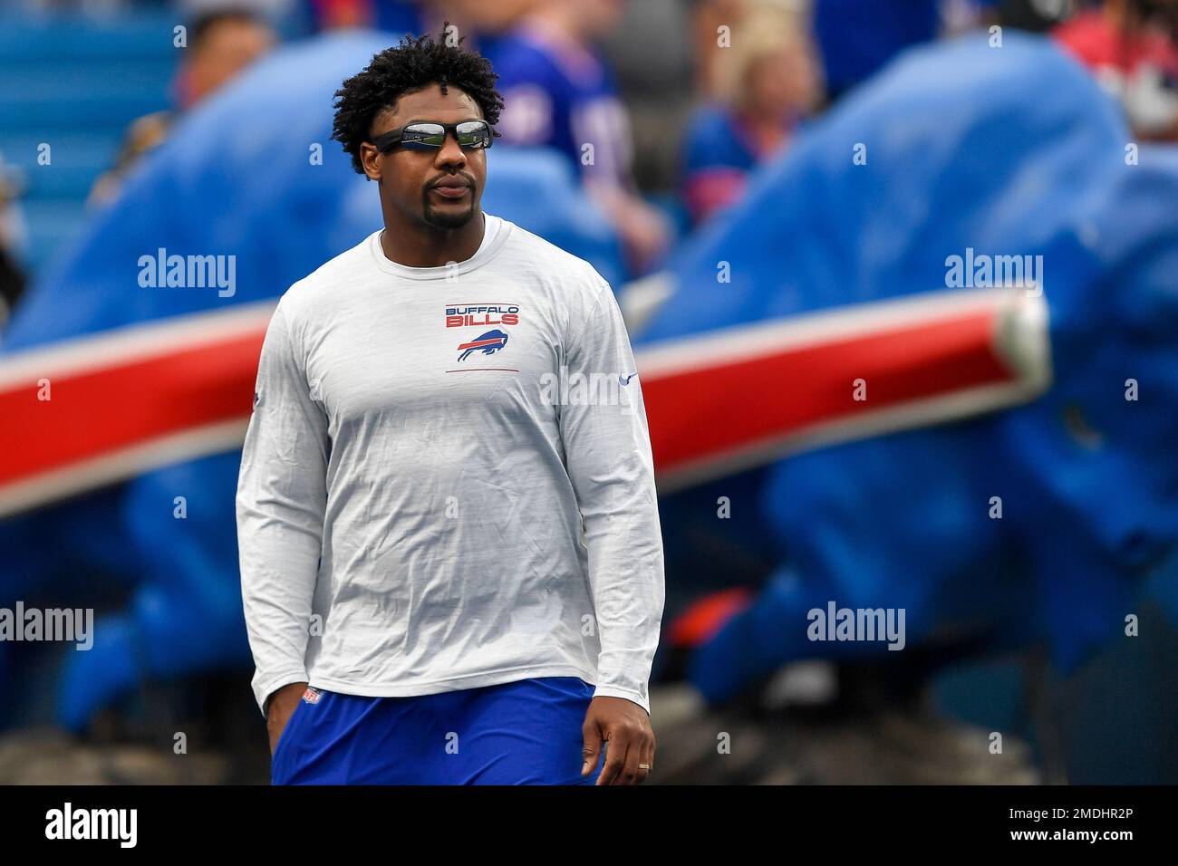 Buffalo Bills defensive end Jerry Hughes walks on the field during ...