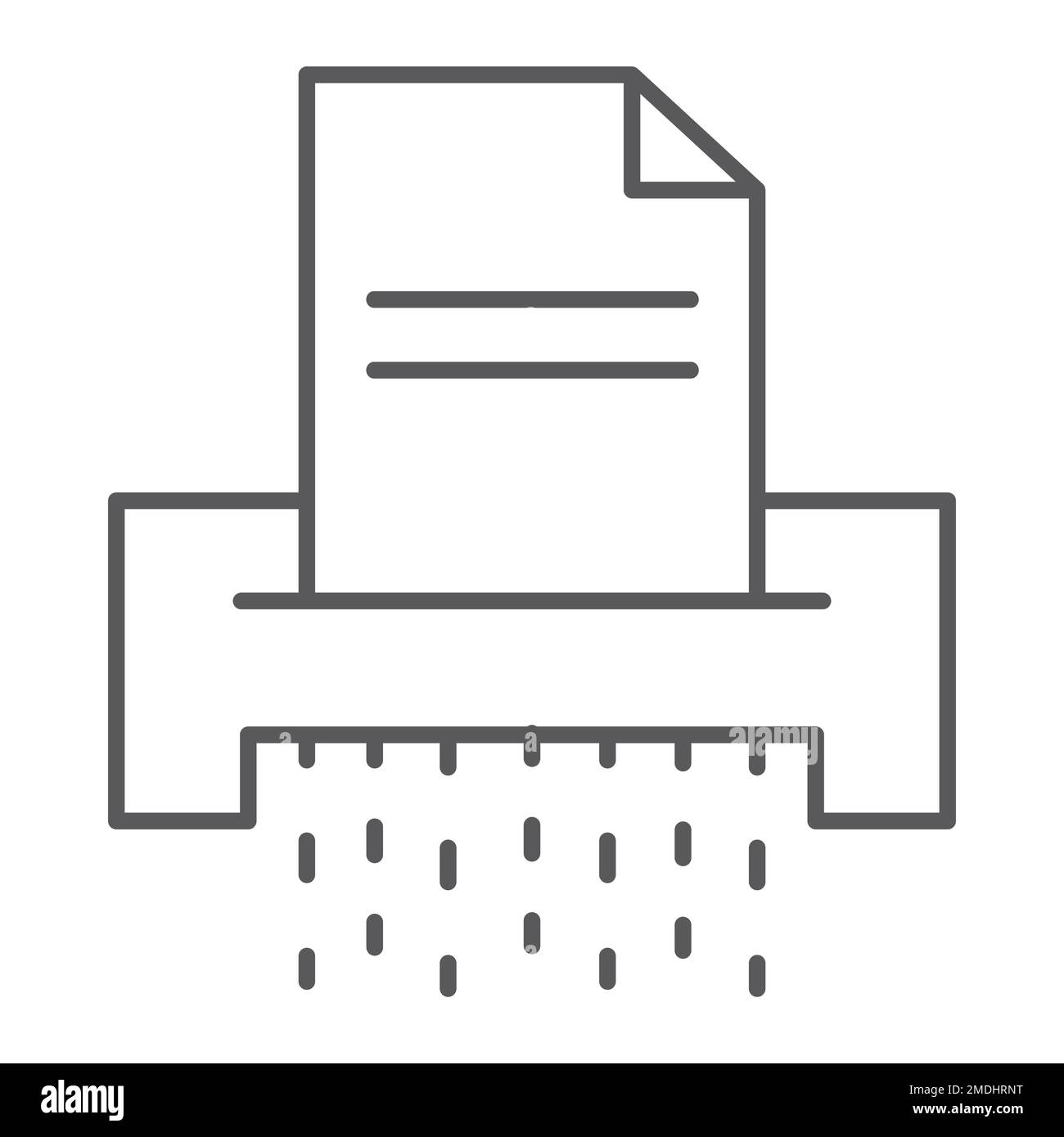 Document shredder thin line icon, file and document, destroy sign ...