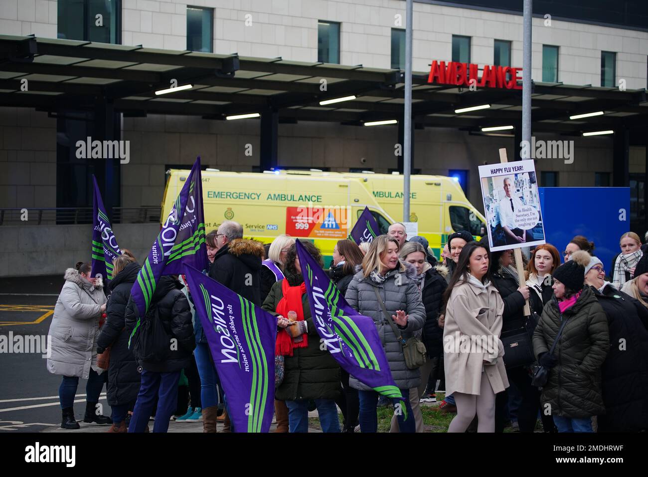 Ambulance workers on the picket line outside Royal Liverpool University ...