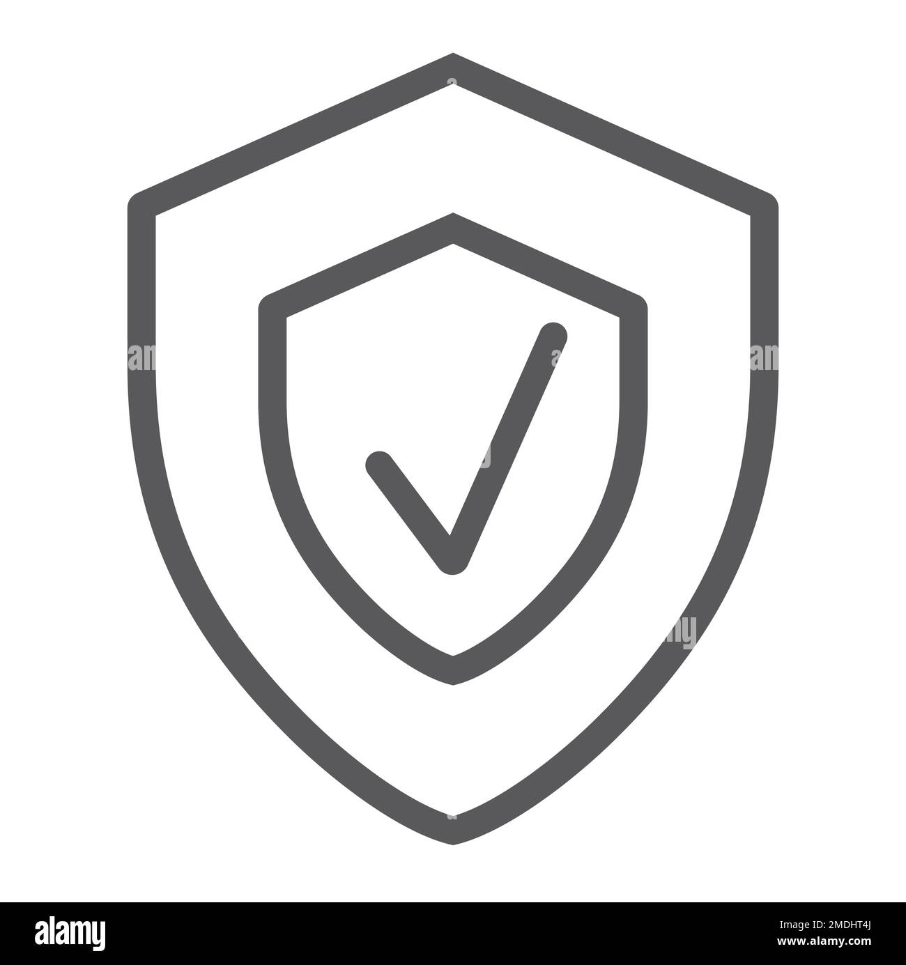 Security status line icon, safety and protect, shield sign, vector ...