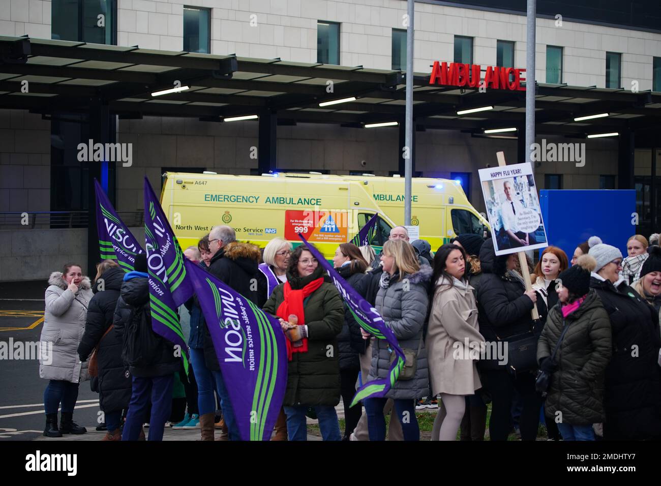 Ambulance workers on the picket line outside Royal Liverpool University ...
