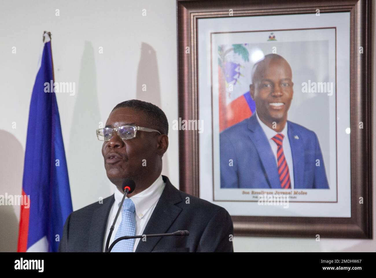 Haiti's newly-named Justice Minister Liszt Quitel, speaks during his ...