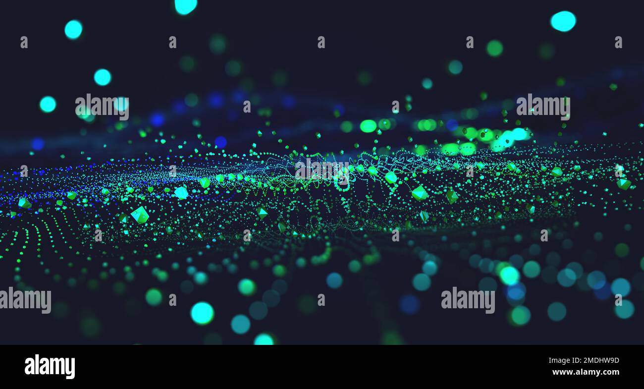 Abstract neural network 3D illustration. Big data concept. Global ...