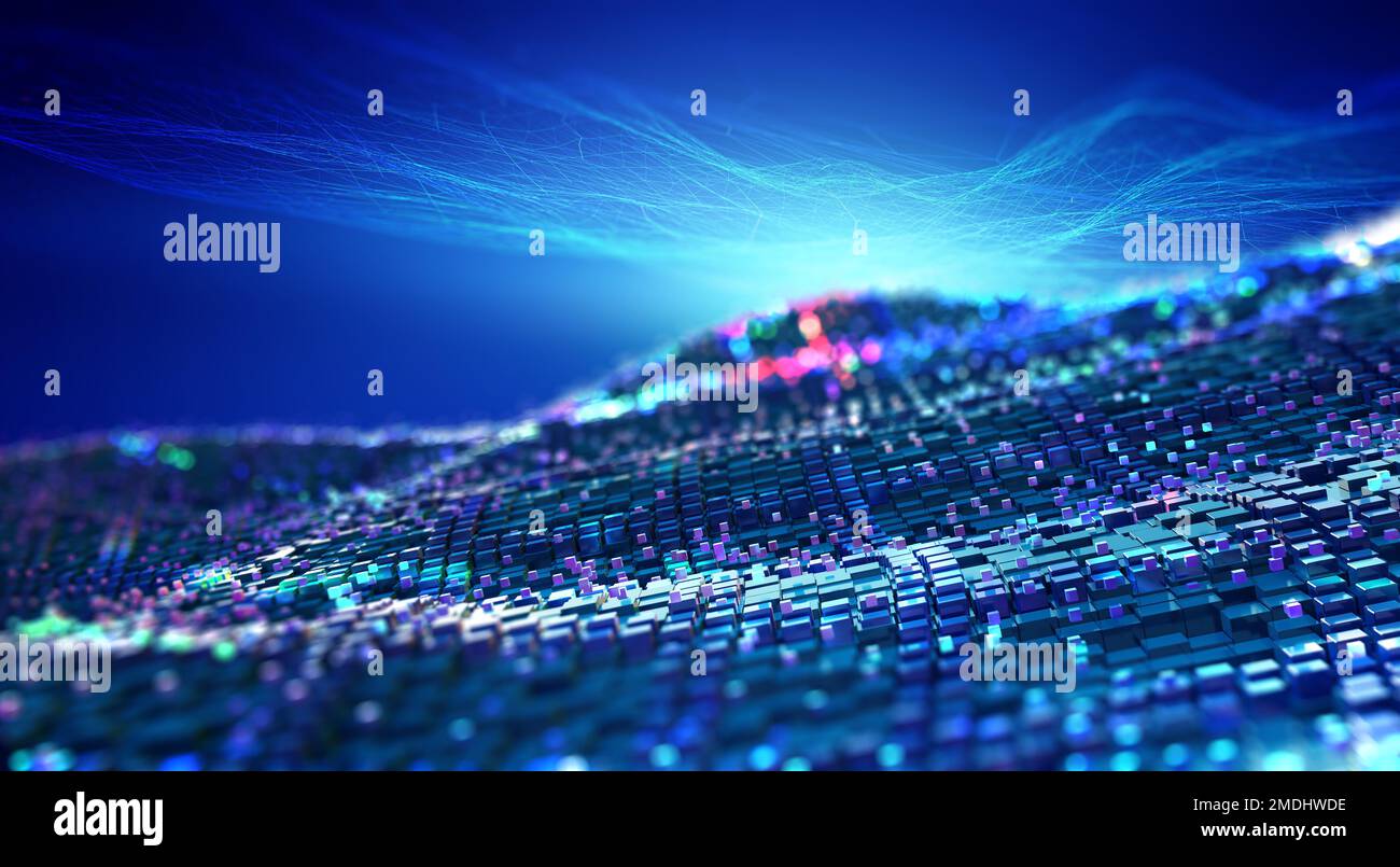 Digital field, informational data flow. Data storage and protection ...
