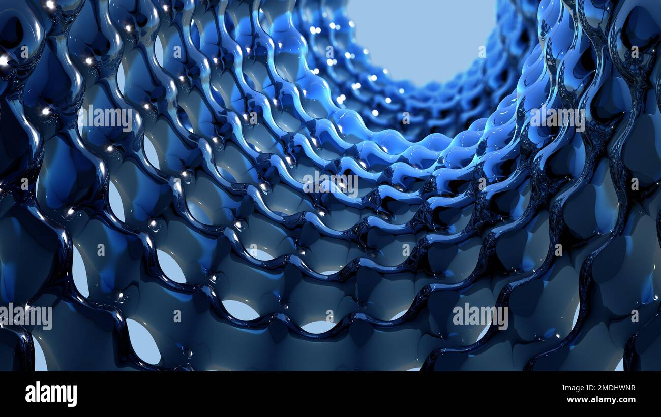 3d Illustration Nano Surface Crystal Structure Molecular Lattice