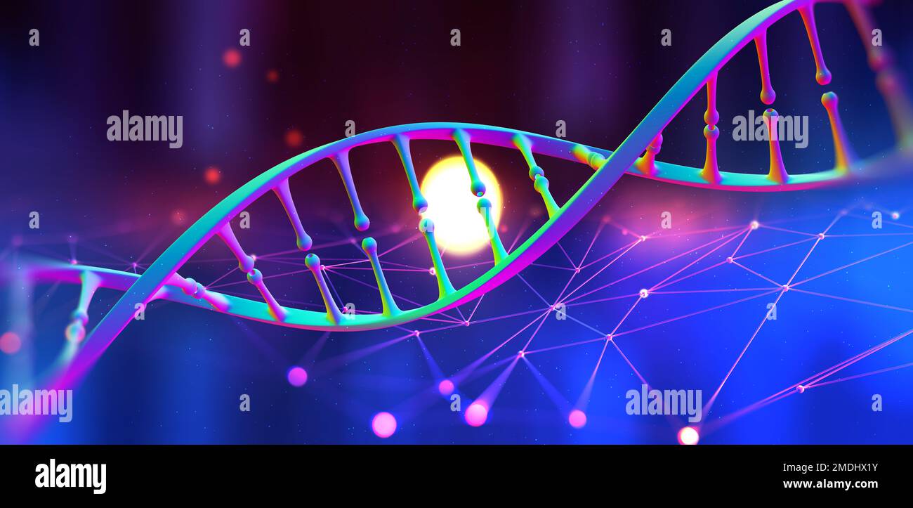 DNA helix. Hi Tech technology in the field of genetic engineering. Work on artificial ...