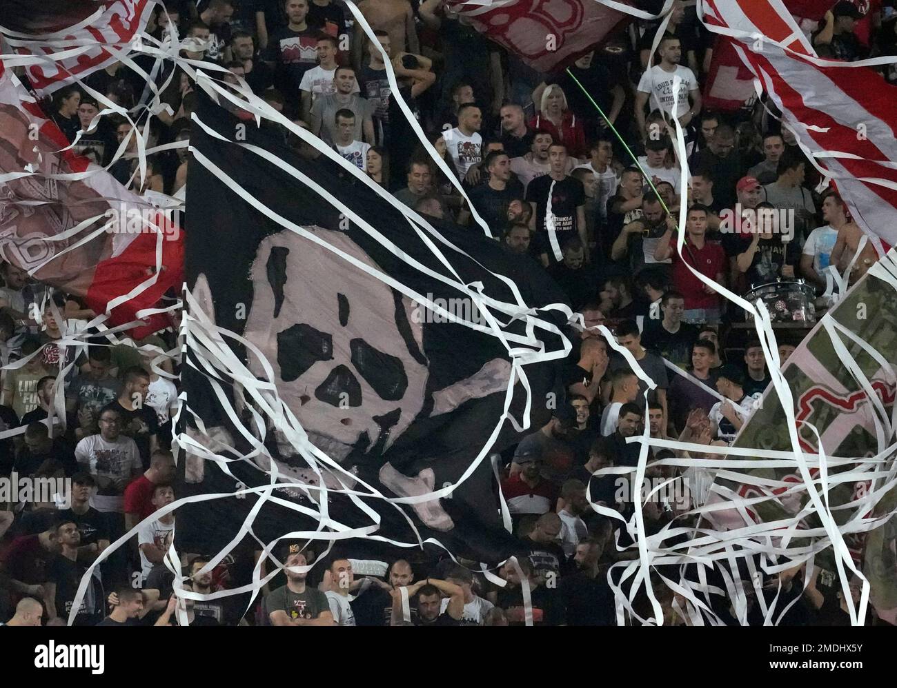 Red Star fans support their team during the Europa League group F ...