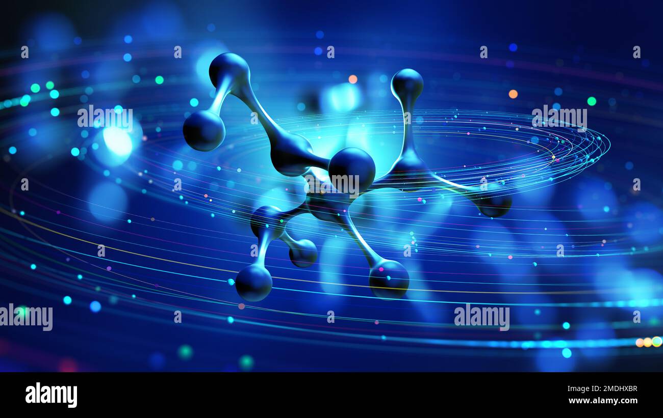 Molecule 3D illustration. Laboratory, molecules, crystal lattice ...