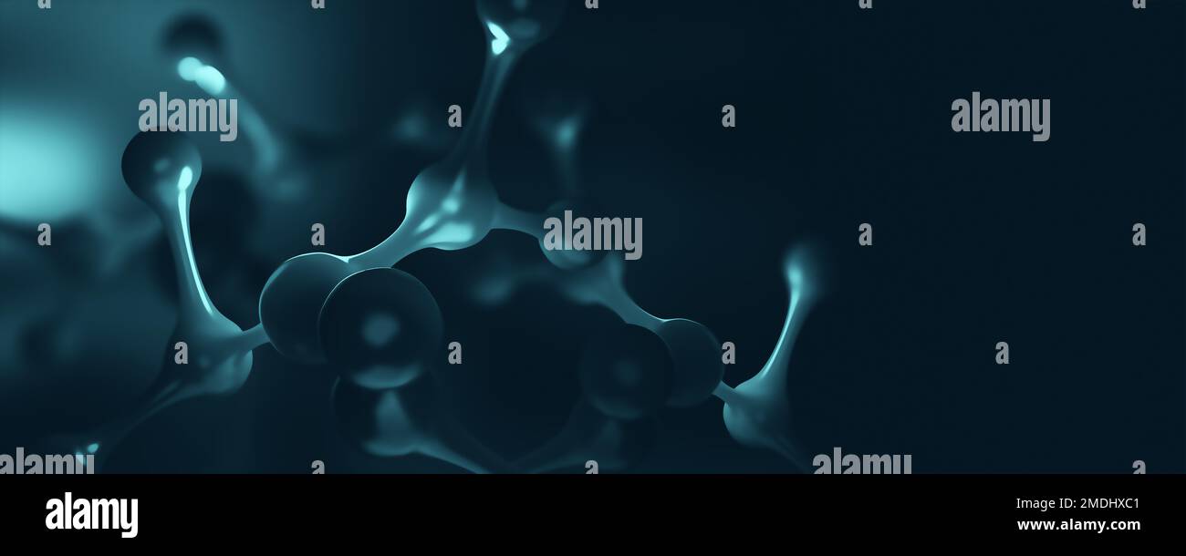 Abstract molecule model 3D illustration. Scientific research in ...